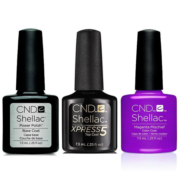CND - Shellac Xpress5 Combo - Base, Top & Magenta Mischief (0.25 oz ...