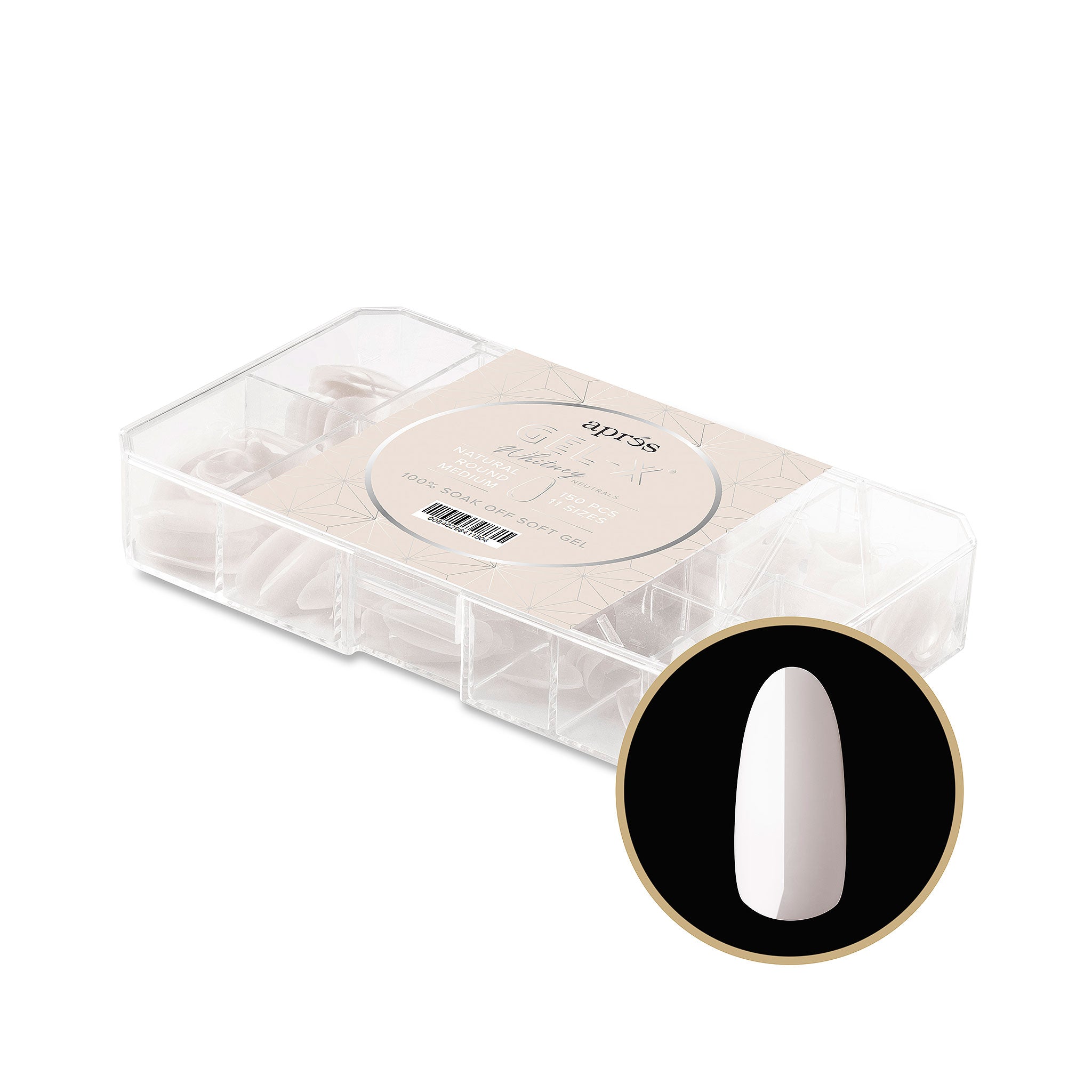 Apres - neutrals gel-x tips 2.0 - whitney natural round medium (150 pc ...