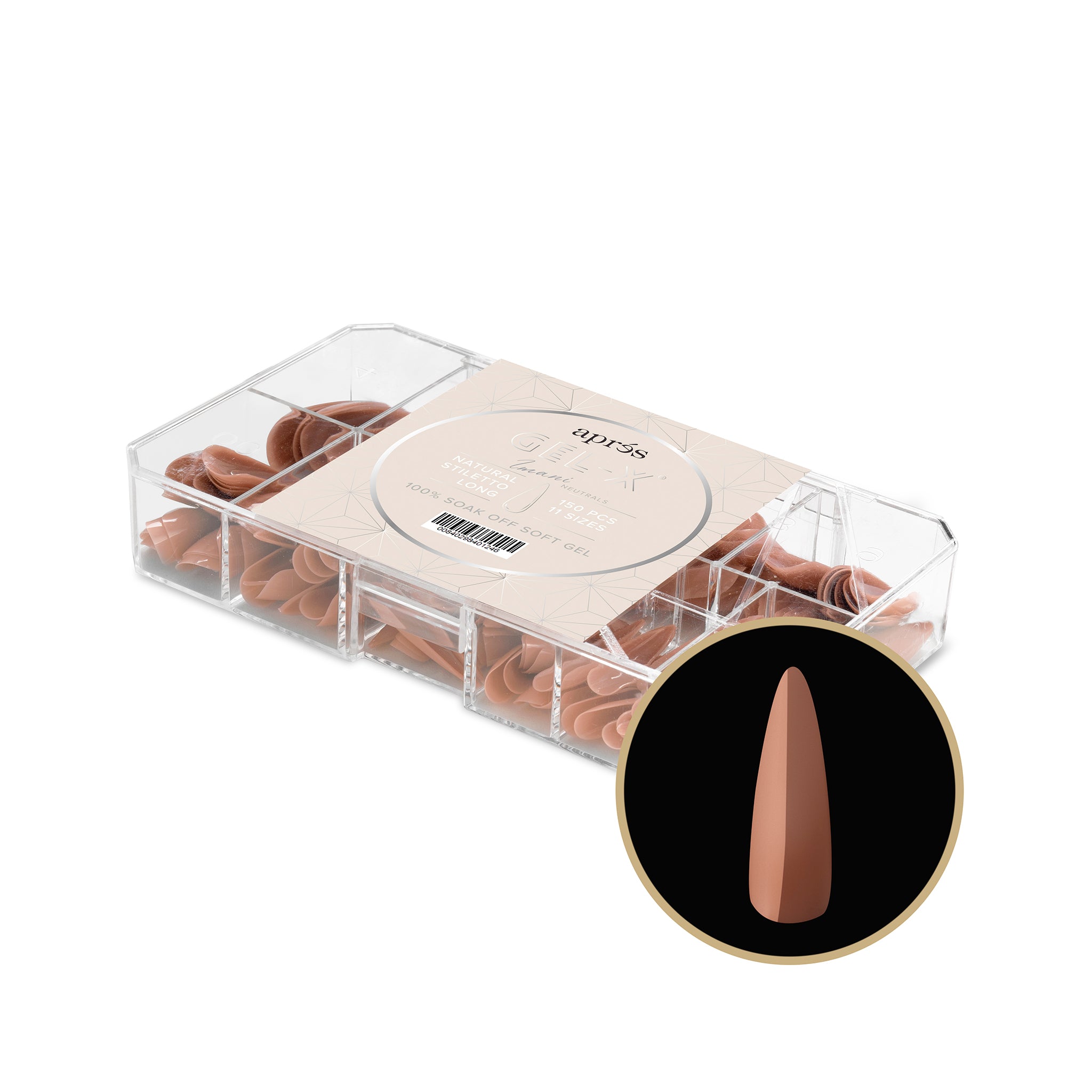 Apres - neutrals gel-x tips 2.0 - imani natural stiletto long (150 pcs ...