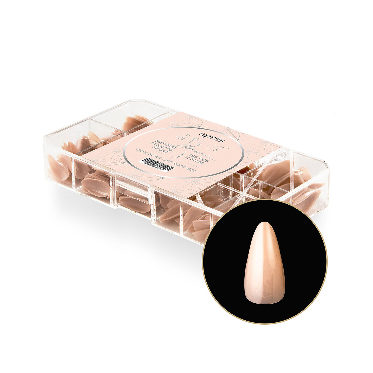 Apres - neutrals gel-x tips - alex stiletto short (150 pcs) – Sleek Nail
