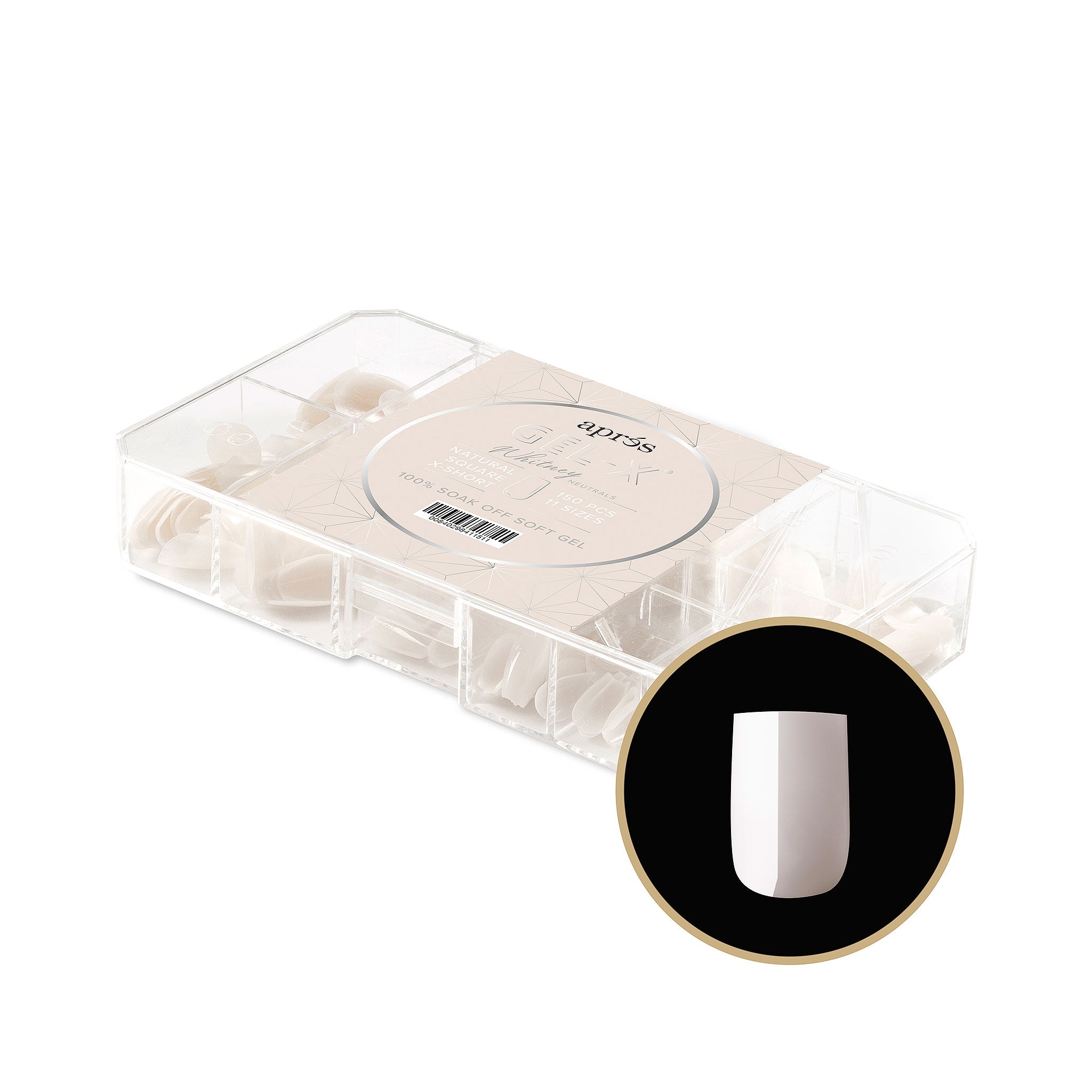 Apres - neutrals gel-x tips 2.0 - whitney natural square extra short ...