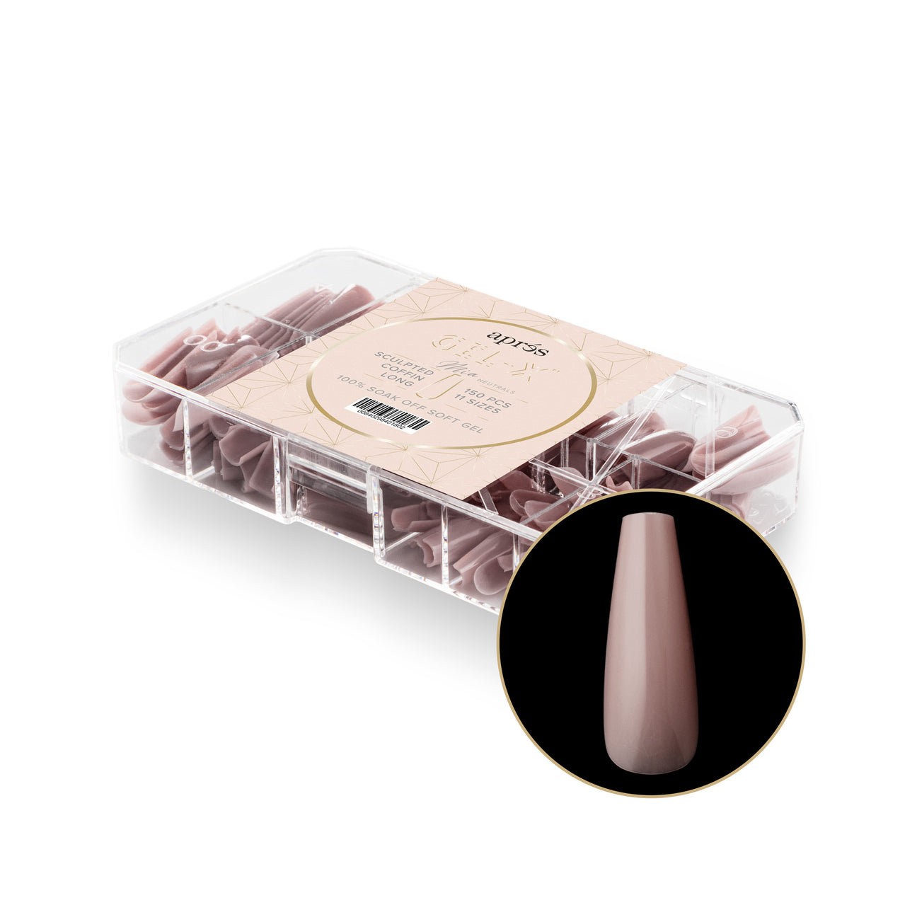 Apres - neutrals gel-x tips - mia sculpted coffin long (150 pcs ...